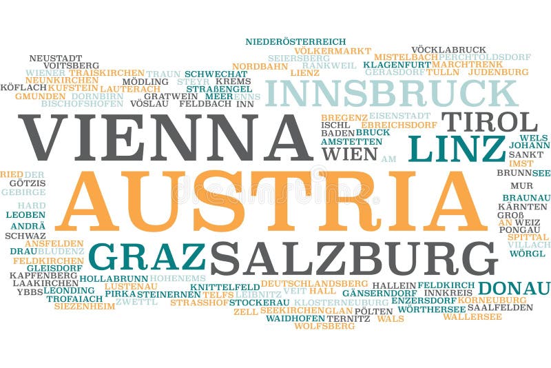Austria word cloud stock illustration. Illustration of salzburg - 140544324