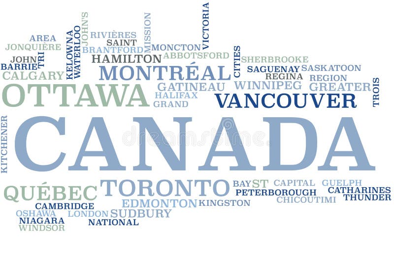 Canada word cloud stock illustration. Illustration of calgary - 140548230