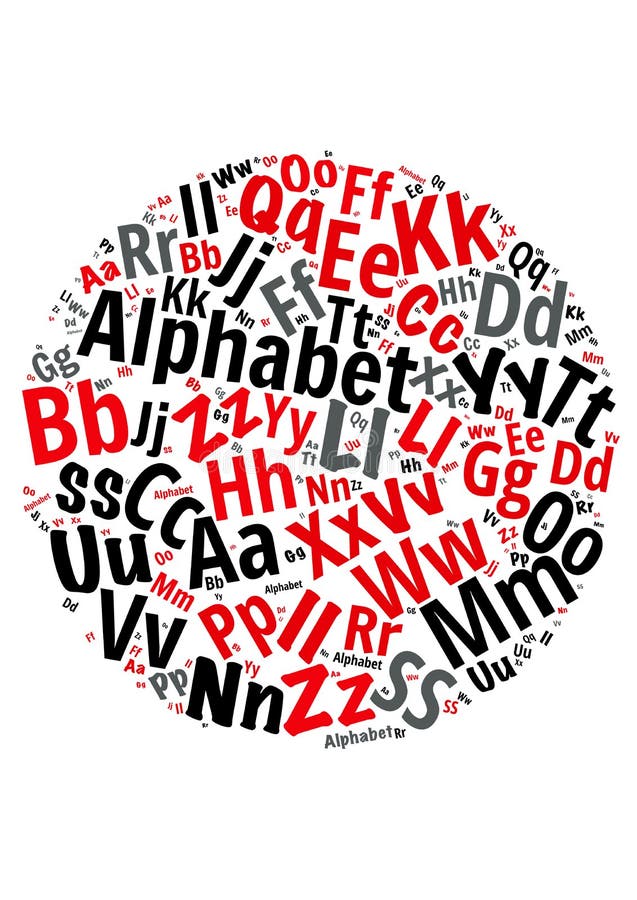 Illustration of a Word Cloud with Words Representing the Alphabet Stock ...