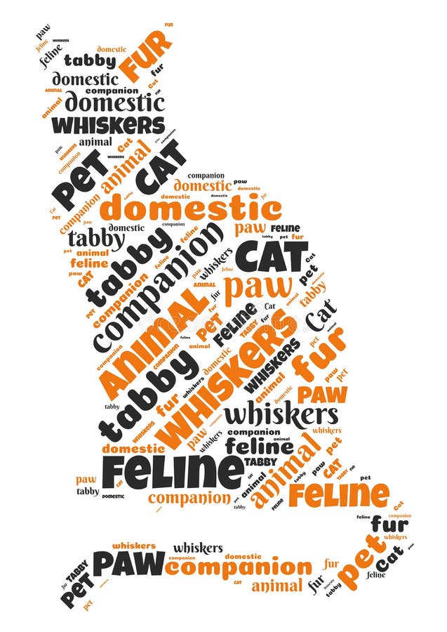 Illustration of a Word Cloud with Words Representing Cats Stock Vector ...