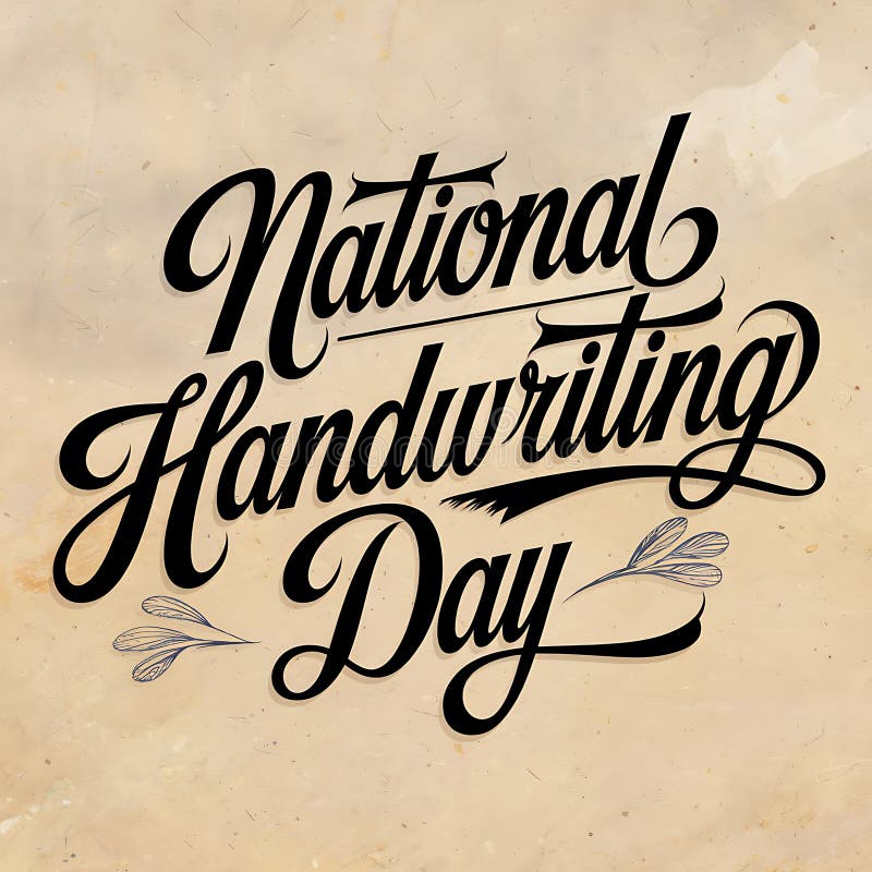 National Handwriting Day Illustrated with Decorative Script and Floral ...