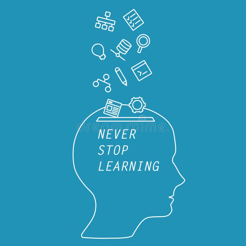 Illustration Words - Never Stop Learning Stock Vector - Illustration of ...