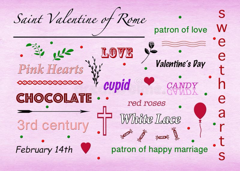 Saint Valentine Word Cloud stock illustration. Illustration of pink ...