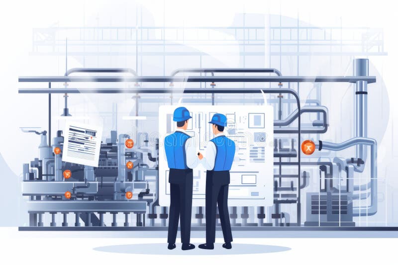 Illustration of a Work Process in a Workshop, an Engineer and a Worker ...