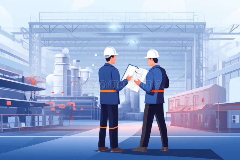 Illustration of a Work Process in a Workshop, an Engineer and a Worker ...