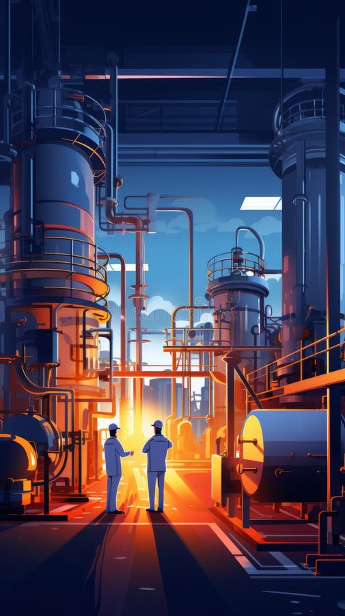 Illustration of a Work Process in a Workshop, an Engineer and a Worker ...