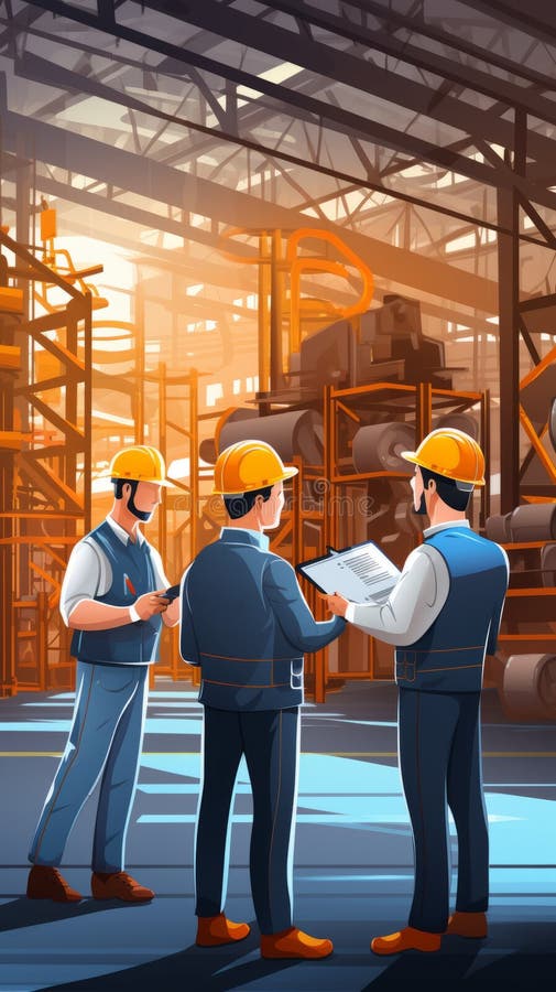 Illustration of a Work Process in a Workshop, an Engineer and a Worker ...