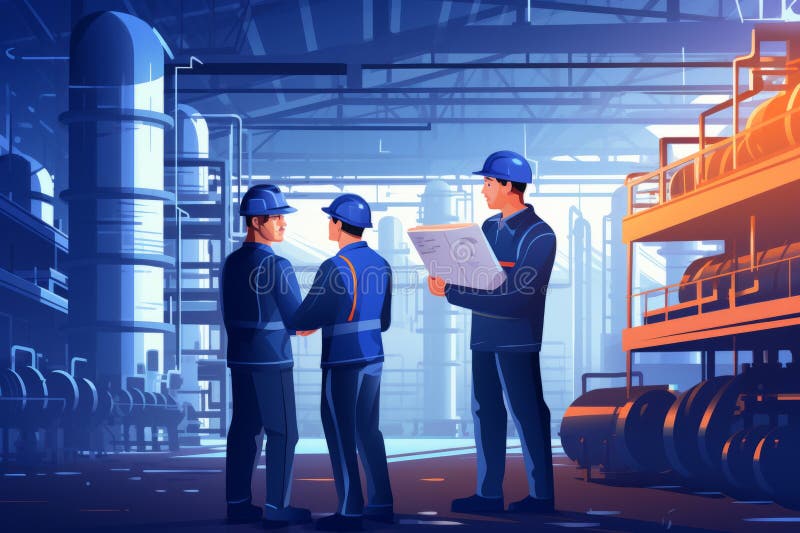 Illustration of a Work Process in a Workshop, an Engineer and a Worker ...
