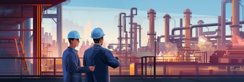 Illustration of a Work Process in a Workshop, an Engineer and a Worker ...