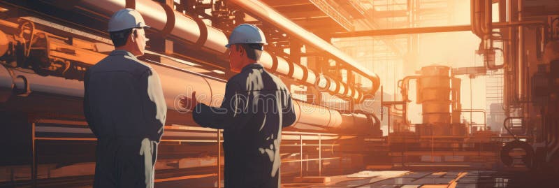 Illustration of a Work Process in a Workshop, an Engineer and a Worker ...