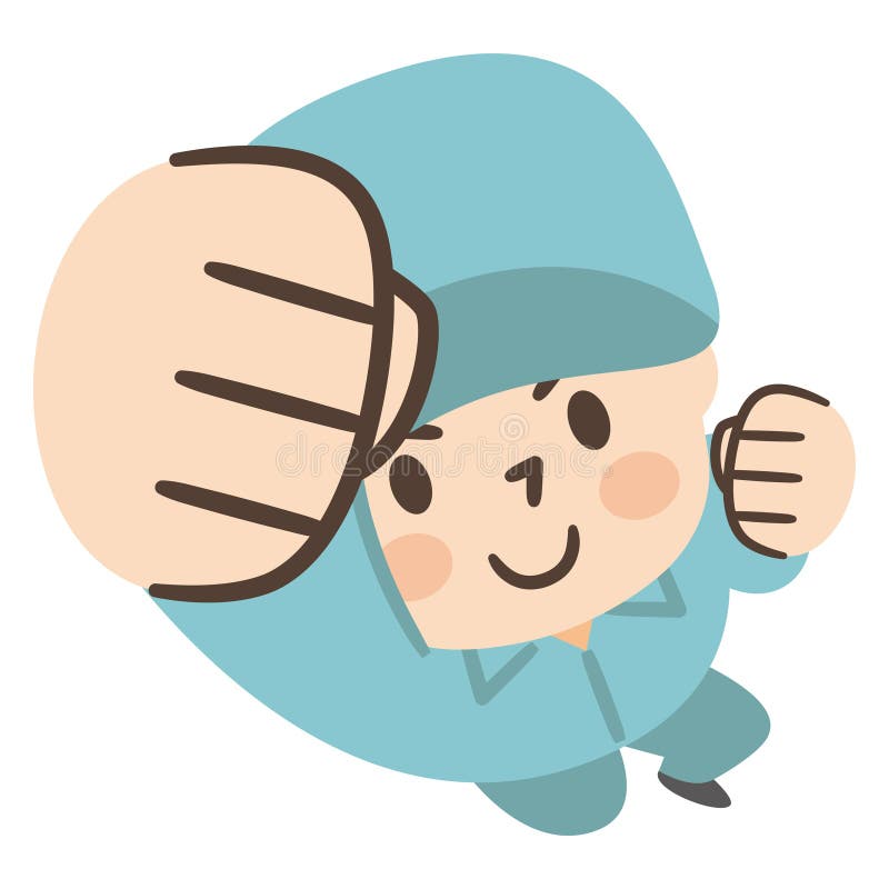 Illustration of a Worker in a Guts Pose on a White Background Stock ...