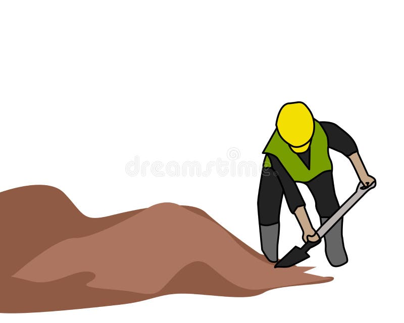 Illustration of a Worker Shoveling Sand To Be Processed into a Building ...