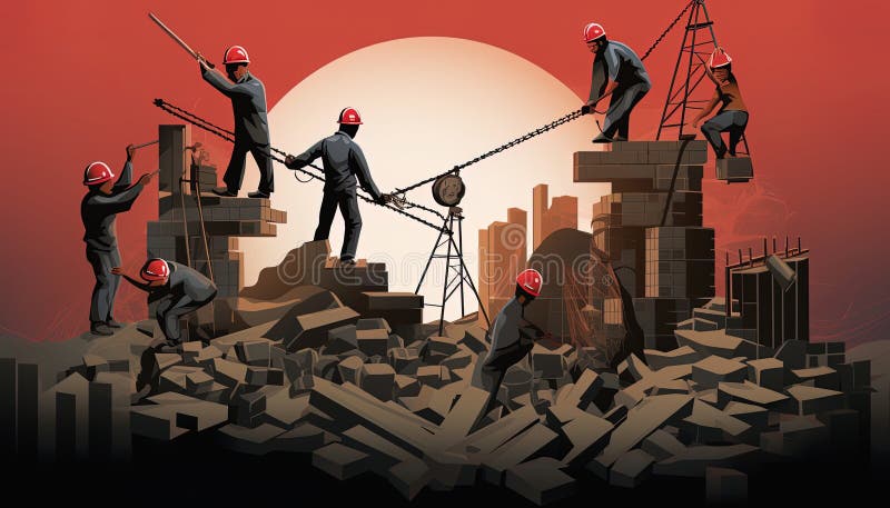 Illustration of Workers Overcoming Challenges and Obstacles in Their ...