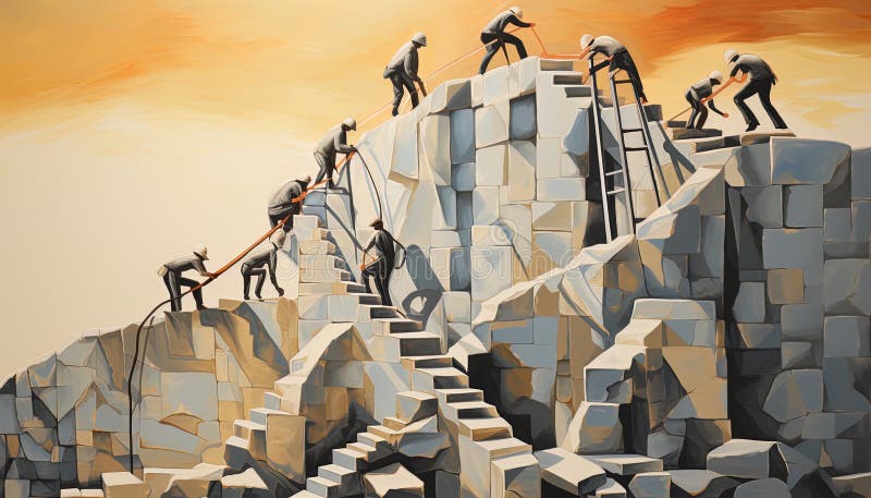 Illustration of Workers Overcoming Challenges and Obstacles in Their ...