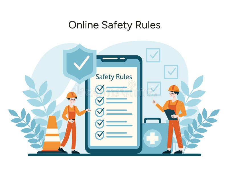 Illustration of Workers Reviewing Digital Safety Protocols, Integrating ...