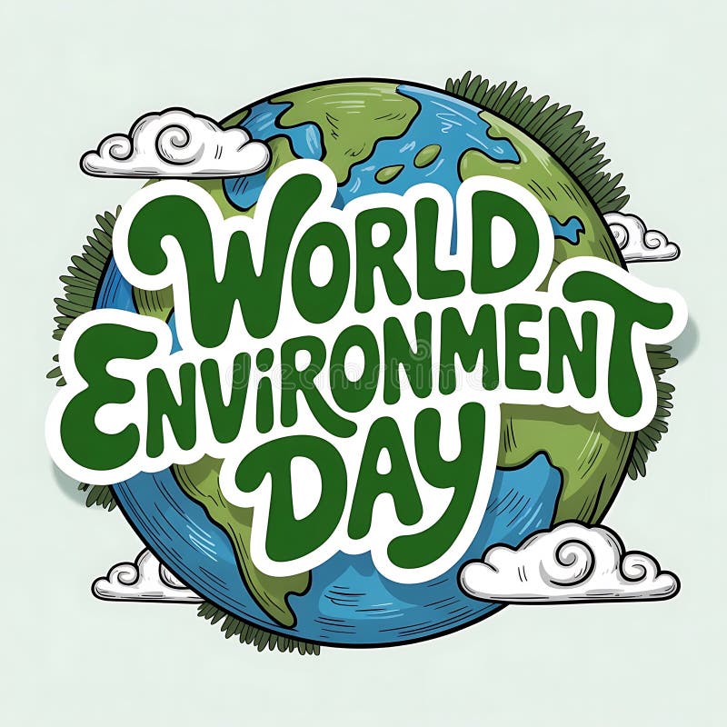 Illustration of World Environment Day with Earth and Clouds Decoration Theme Stock Illustration ...