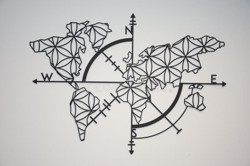 Illustration of the World Map with Directions Stock Illustration ...