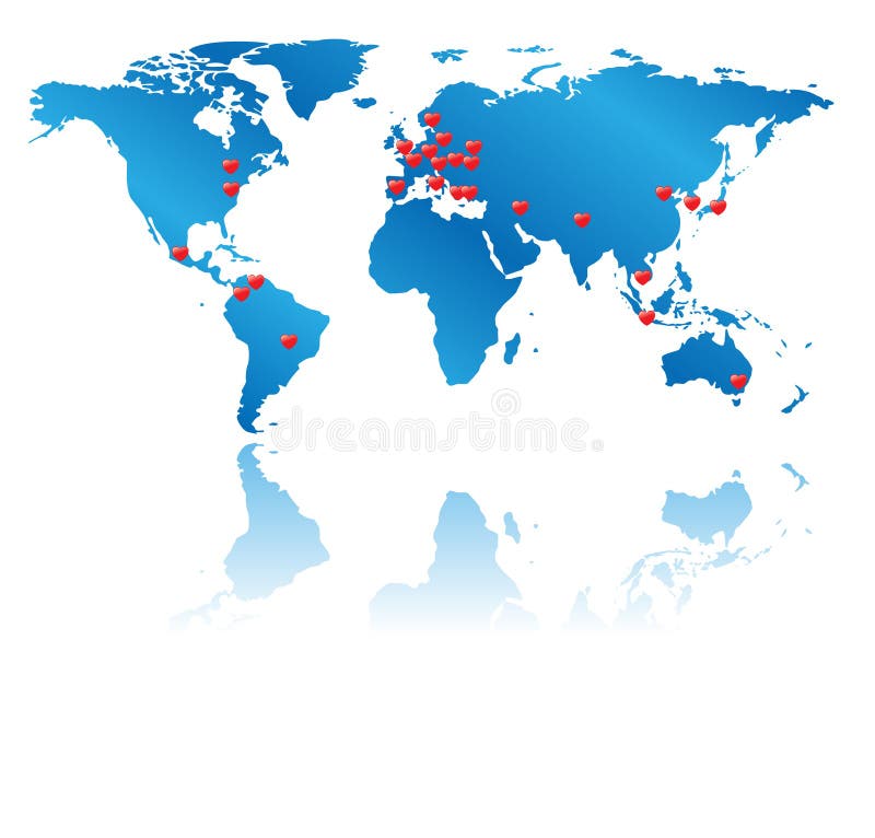 Illustration of World Map with Hearts - Vector Stock Vector ...