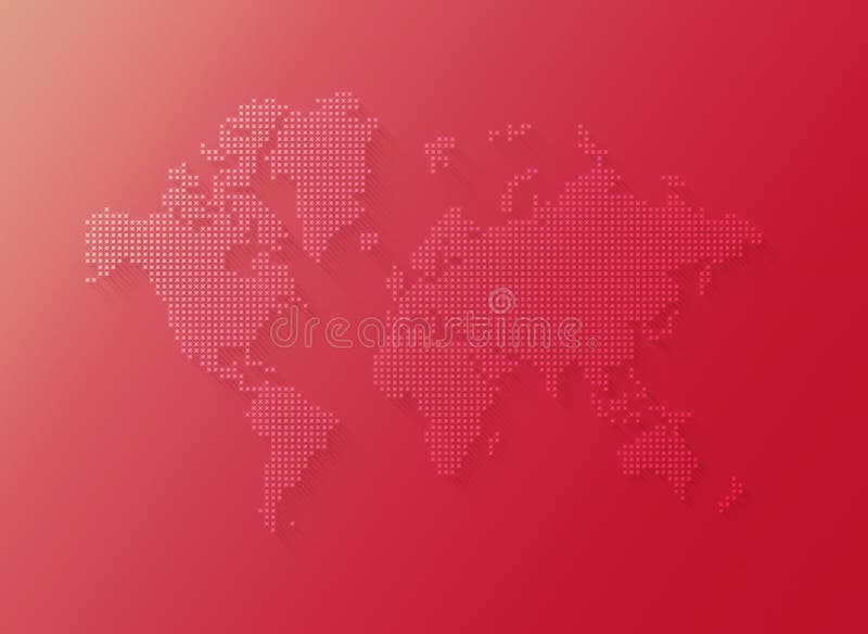 Illustration of a World Map Made of Stars on a Pink Background Stock ...