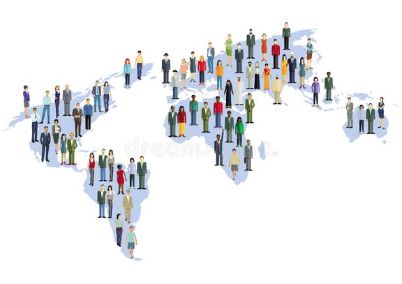 World Map with Multicultural Population Stock Vector - Illustration of ...