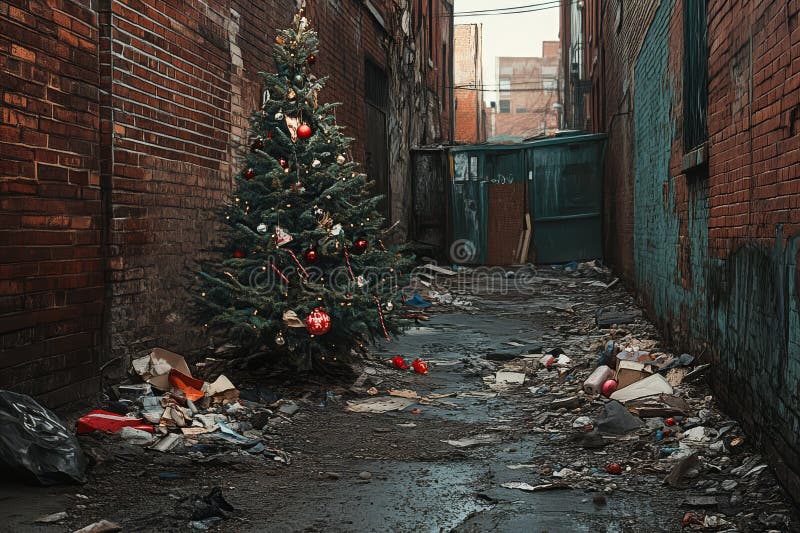 Abandoned Christmas Tree stock illustration. Illustration of trash ...