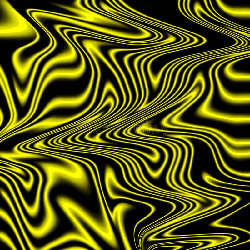 Illustration of Yellow and Black Abstract Wavy Patterns Stock ...