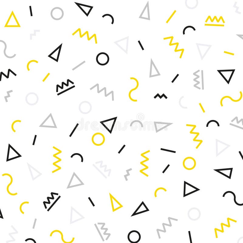 Illustration of Yellow, Black, and Grey Memphis Pattern Stock ...