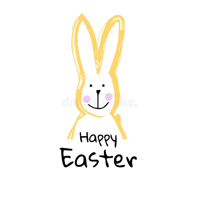 Illustration Yellow Bunny Happy Easter Greeting Card Stock Vector ...
