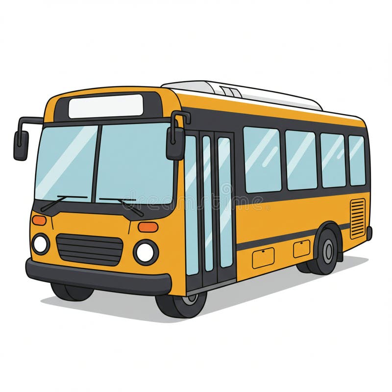 Illustration of a Yellow Bus with a Streamlined Design. it Features ...