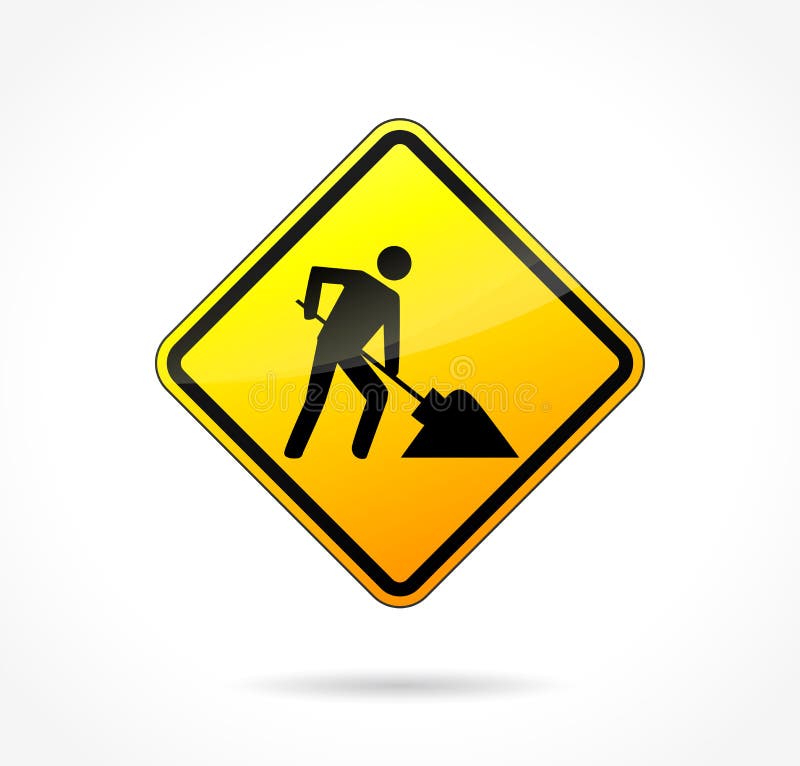 Yellow construction sign stock vector. Illustration of warning - 107507199