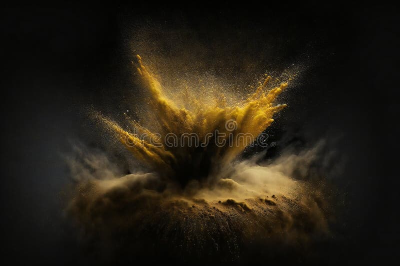 Yellow Dust Explosion on Black Background, Abstract, Backgrounds Stock ...