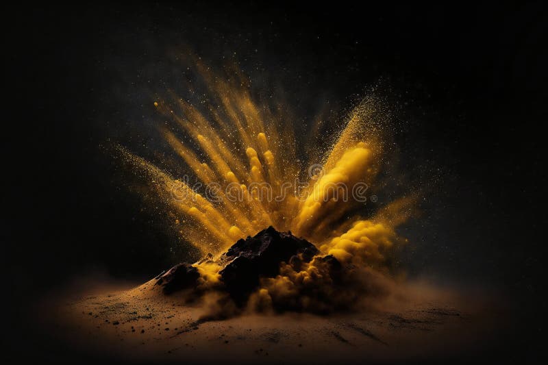 Yellow Dust Explosion on Black Background, Abstract, Backgrounds Stock ...