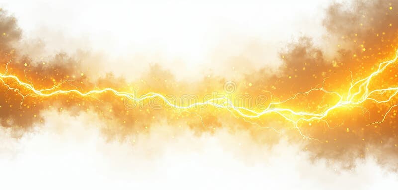 Illustration of Yellow Electricity Lightning Flash, Strike. with Flames ...