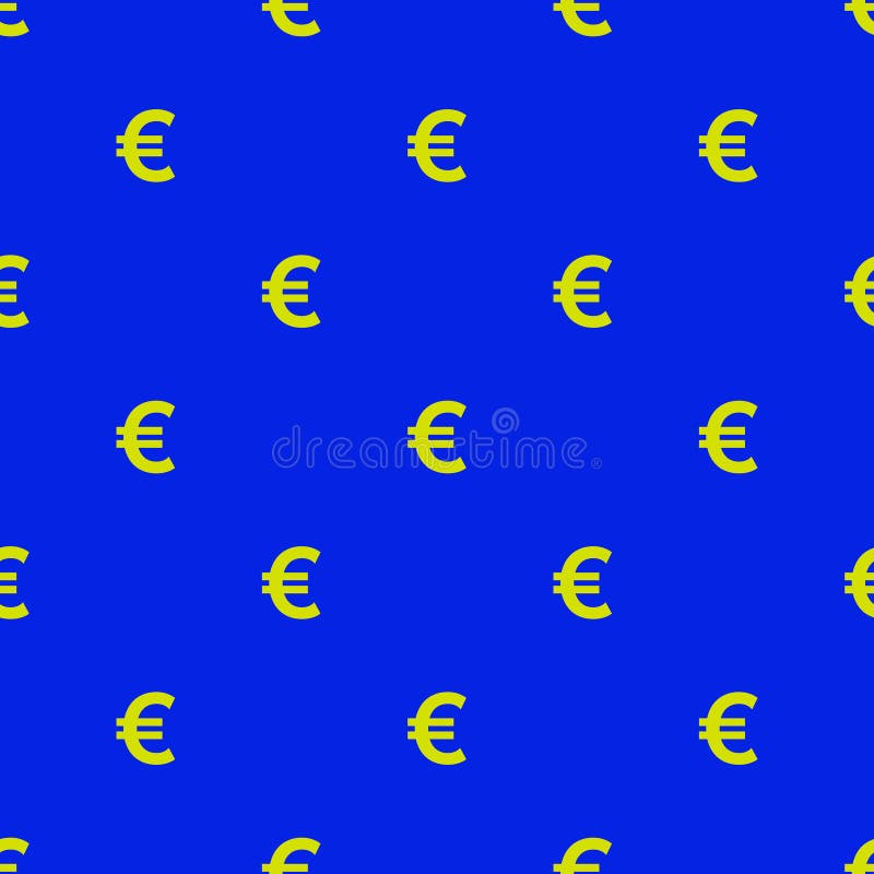 Yellow Euro Sign Seamless Pattern on Royal Blue Background Stock ...