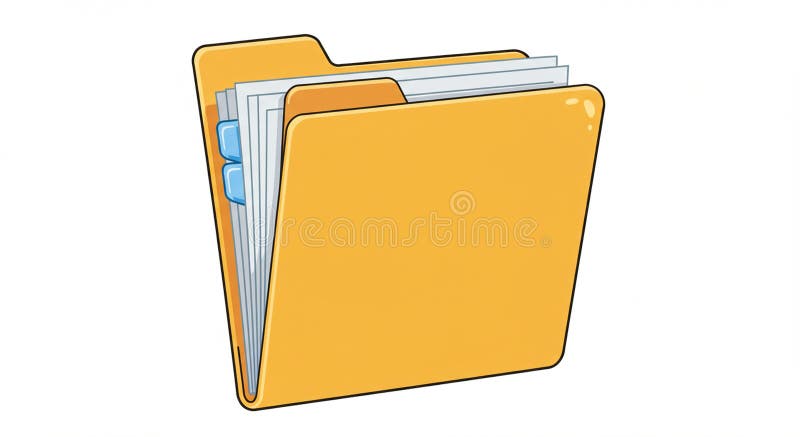 A Yellow File Cabinet Icon with Open Drawers Isolated on a White ...