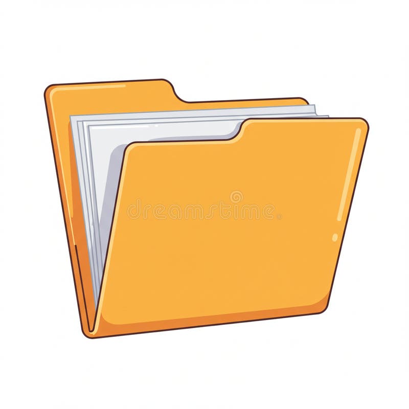 A Yellow File Cabinet Icon with Open Drawers Isolated on a White ...