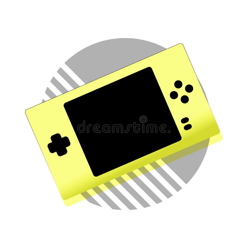 Illustration of Yellow Handheld Game Console on Grey Circle Stock ...