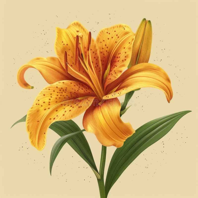 Illustration of a Yellow Lily with Spots, Showcasing Its Elegance and ...