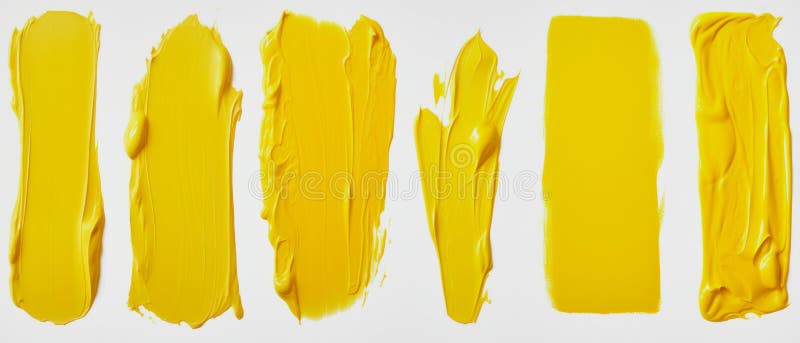 Illustration of Yellow Paint Strokes Against White Background Stock ...