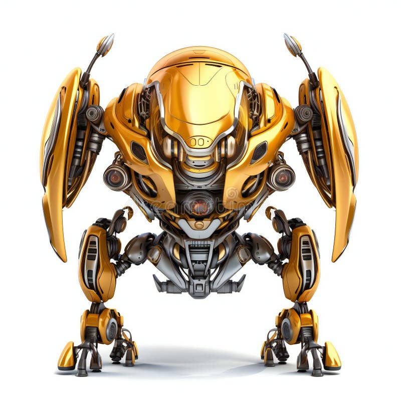 A Yellow Robot Isolated on White Background with Shadow Stock ...