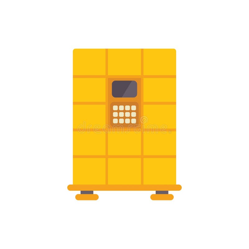 Yellow Secure Parcel Delivery Locker with Electronic Lock Displaying ...