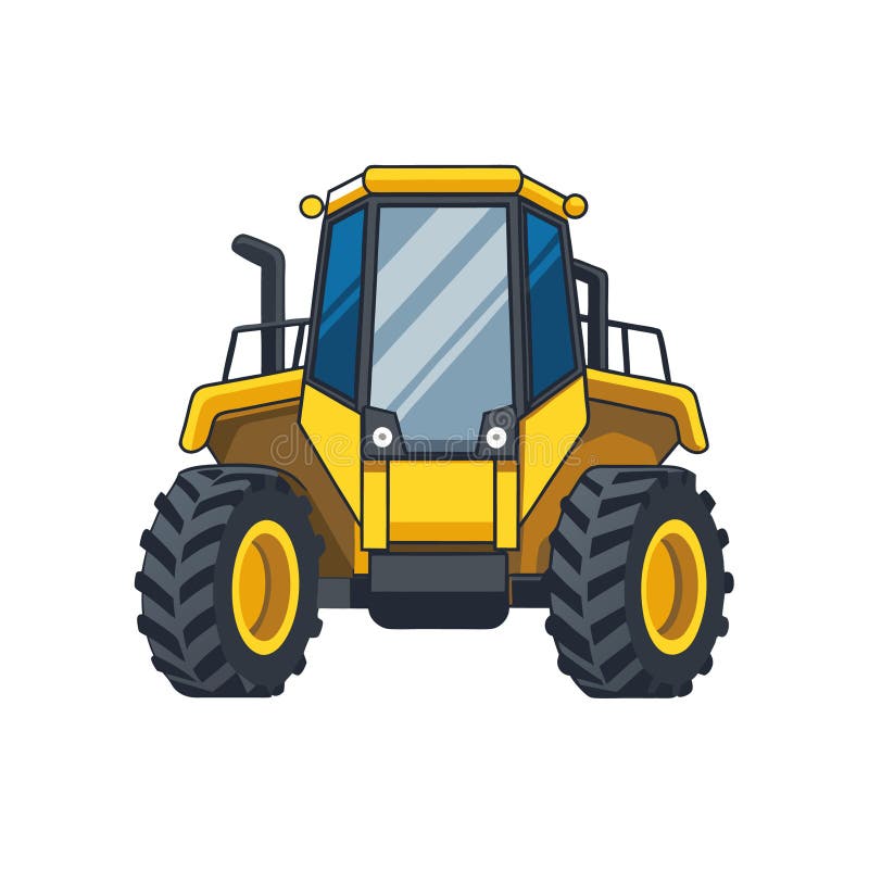 Illustration of a Yellow Tractor in Front View Stock Image ...