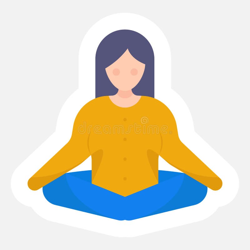 Illustration of Yoga Pose Female Sticker or Label in Flat Stock ...