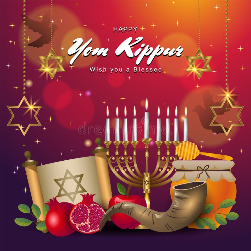 Illustration of Yom Kippur Background with Jewish Element Stock ...