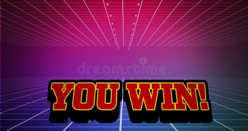 Illustration of You Win Text with Grid Pattern Against Abstract ...