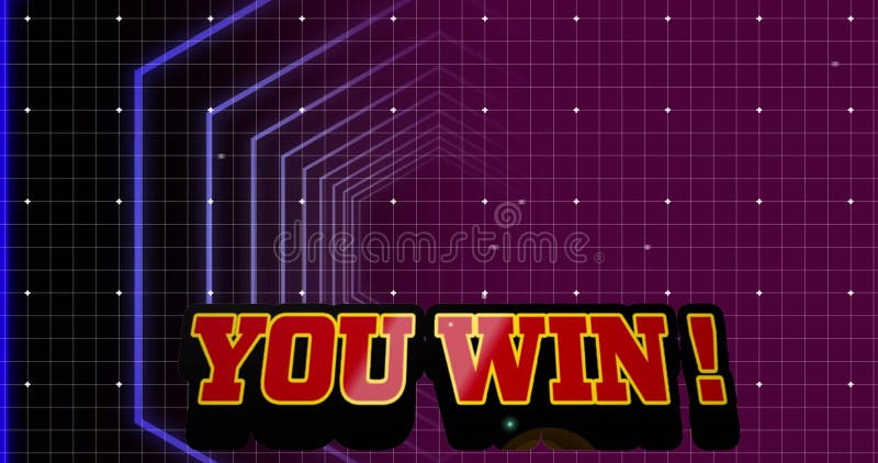 Illustration of You Win Text with Illuminated Hexagon Shape Over Dots ...