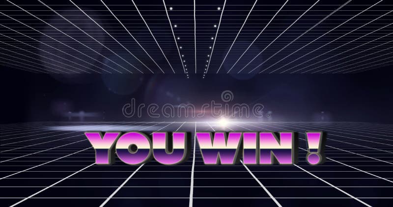 Illustration of You Win Text with Lens Flare and Grid Pattern Against ...