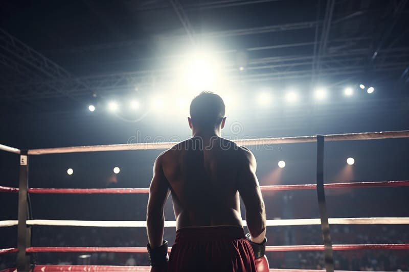 Illustration, a Young Boxer Standing in the Ring, Ai Generative Stock ...