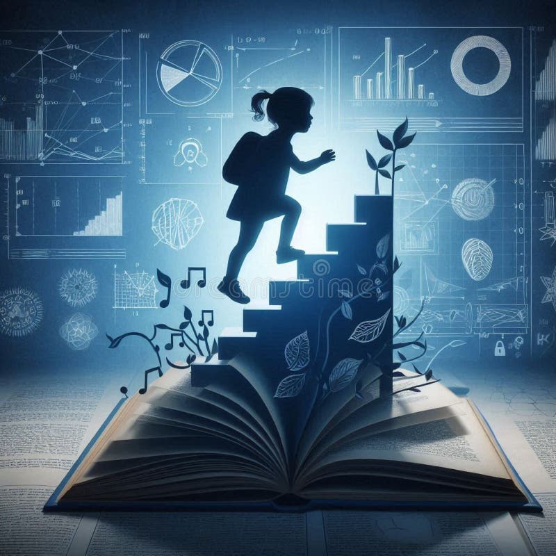 An Illustration of a Young Girl Stepping Out of a Book Stock ...