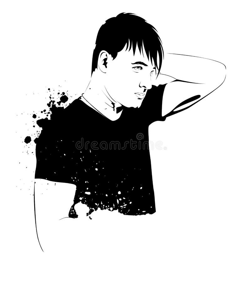 Illustration Young Handsome Guy Stock Vector - Illustration of contour ...